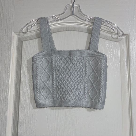 H&M | Tops | Hm Blue Gray Knit Texture Tank Top | Poshmark